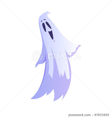 Spooky White Ghost or Spirit of Dead Flying... - Stock Illustration ...