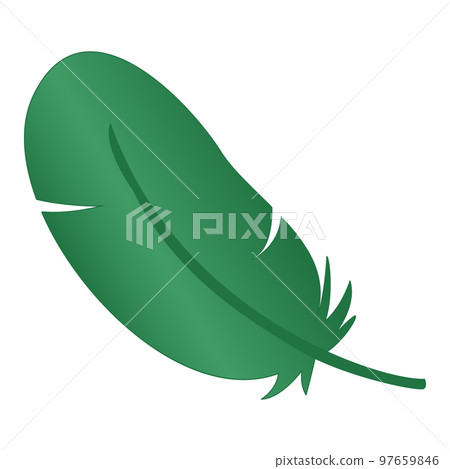 simple illustration of green feather - Stock Illustration [97659846 ...