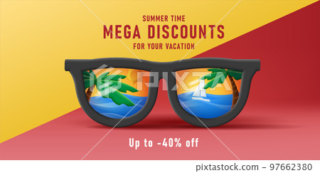 Discount poster with 3d sunglasses illustration...-插圖素材 [97662380 ...