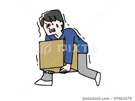 Illustration of a man carrying a very heavy bag - Stock Illustration ...