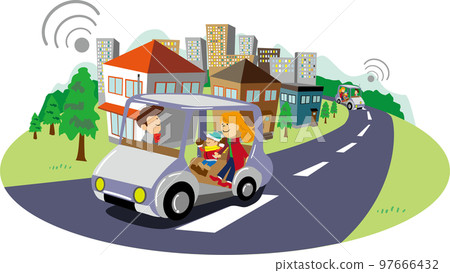 Illustration of a town in the suburbs of a... - Stock Illustration ...