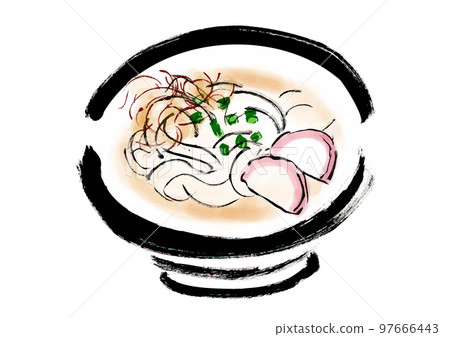 Hand drawn Japanese style illustration of Kishimen - Stock Illustration ...