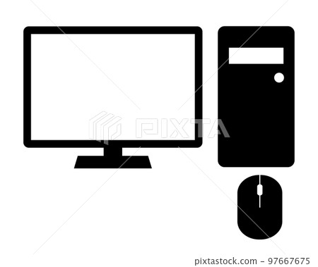 Illustration of a simple silhouette desktop... - Stock Illustration ...
