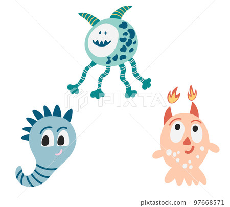 Monsters set. Aliens. Cute space monsters for...-插圖素材 [97668571] - PIXTA圖庫