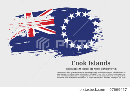 Cook Islands flag grunge brush and poster, vector - Stock Illustration ...