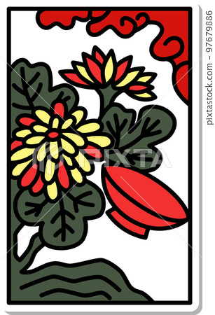 Sticker-style simple Hanafuda Nagatsuki... - Stock Illustration ...