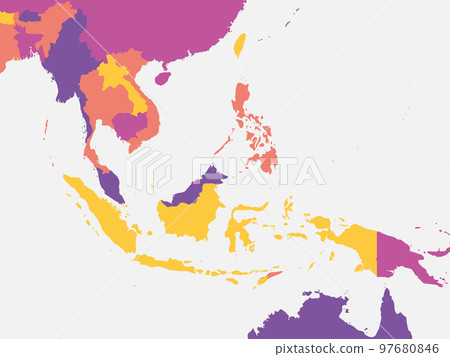 Southeast Asia blank map. High detailed... - Stock Illustration ...
