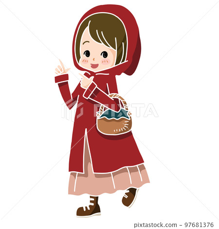 Little Red Riding Hood pointing with a smile - Stock Illustration ...