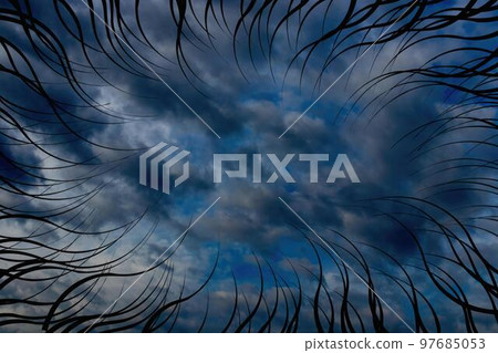 Abstract view of the overhead sky, in blue and... - Stock Illustration ...