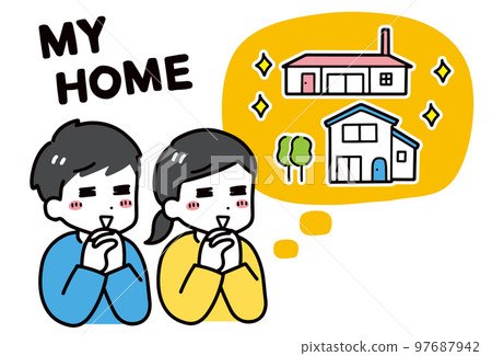 Young couple longing for their own home - Stock Illustration [97687942 ...