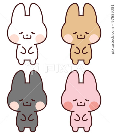 A rabbit bowing with its eyes closed - Stock Illustration [97689381 ...