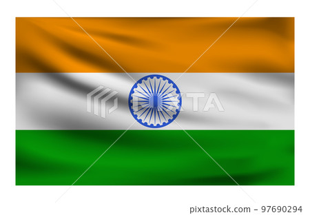 Realistic National flag of India. - Stock Illustration [97690294] - PIXTA