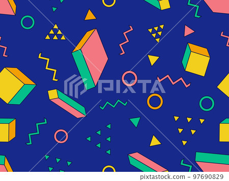 Geometric seamless pattern with memphis... - Stock Illustration ...