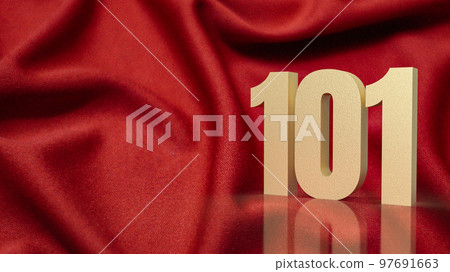 gold number 101 on red silk for business concept - Stock Illustration ...