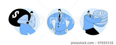 Financial Risk Isolated Round Icons or Avatars.... - Stock Illustration ...
