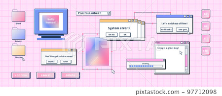 Retro computer interface, desktop pc elements - Stock Illustration ...