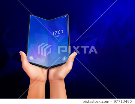 Realistic Foldable Smartphone Background - Stock Illustration [97713490 ...