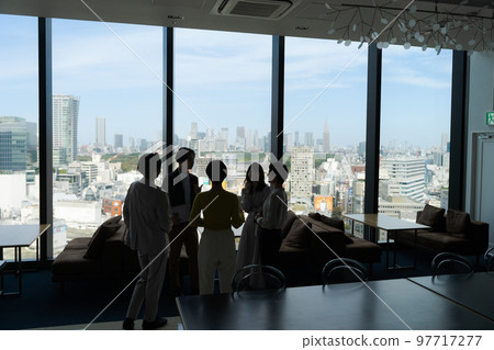 Shadows of people discussing in an office building - Stock Photo ...
