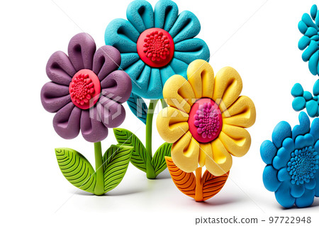 Three voluminous plasticine flowers with. Stock Illustration 97722948 PIXTA
