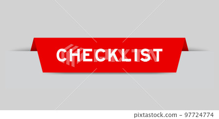 Red color inserted label with word checklist on... - Stock Illustration ...