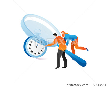 Business people run for time, interaction with... - Stock Illustration [97733531] - PIXTA