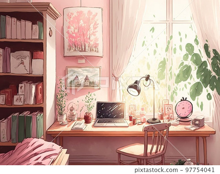 cute study room - Stock Illustration [97754041] - PIXTA