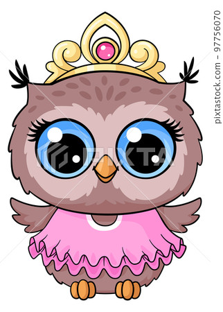 Owl princess character. Cartoon bird in crown...-插圖素材 [97756070] - PIXTA圖庫
