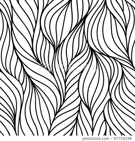 Seamless wave pattern. Hand drawn hair lines - Stock Illustration ...