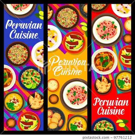 Peruvian cuisine food banners of vector dishes... - Stock Illustration ...
