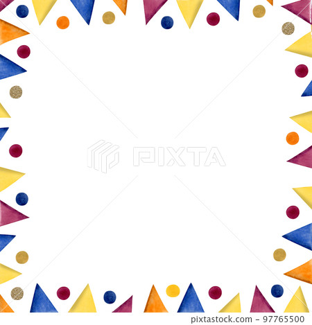 Birthday party square frame of colorful bright... - Stock Illustration ...