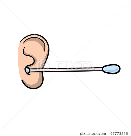 Cleaning the ears. Hygienic ear stick. Medical... - Stock Illustration ...