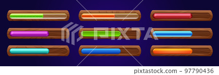 Set of wooden progress bars with color scales - Stock Illustration ...