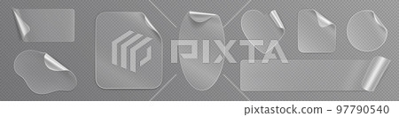 Realistic set of transparent stickers peel off - Stock Illustration ...