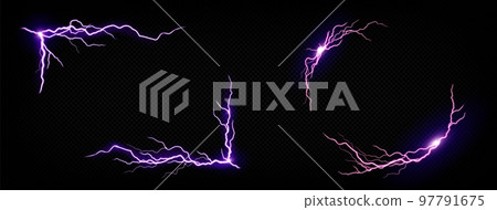 Lightning frames, electric purple flash borders - Stock Illustration ...