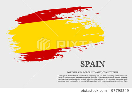 Spain flag grunge brush and poster, vector - Stock Illustration ...