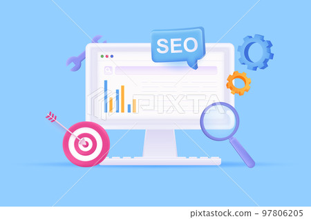 Seo optimization concept 3D illustration. Icon... - Stock Illustration [97806205] - PIXTA
