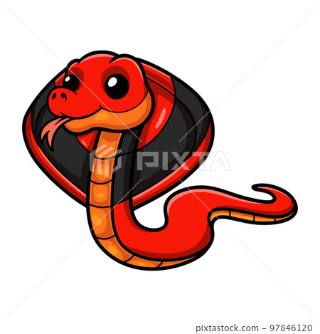 Cute red spitting cobra cartoon - Stock Illustration [97846120] - PIXTA