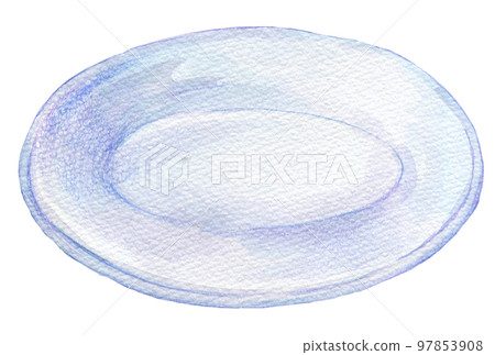 Pure white plate watercolor illustration - Stock Illustration [97853908 ...