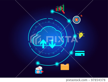cloud icon concept of big data access, global... - Stock Illustration ...