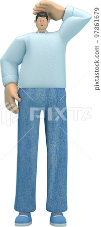 cartoon character wearing jeans and long... - Stock Illustration ...