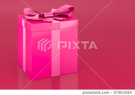 Gift box in trending viva magenta colors, 3D... - Stock Illustration ...