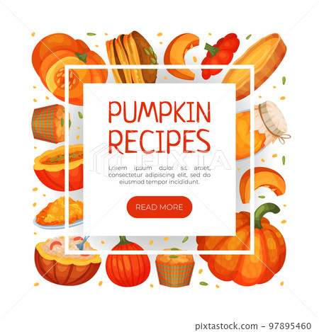 Pumpkin recipes landing page template. Pumpkin...-插圖素材 [97895460] - PIXTA圖庫