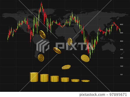 3d rendering gold dollar coins and dashboard... - Stock Illustration ...