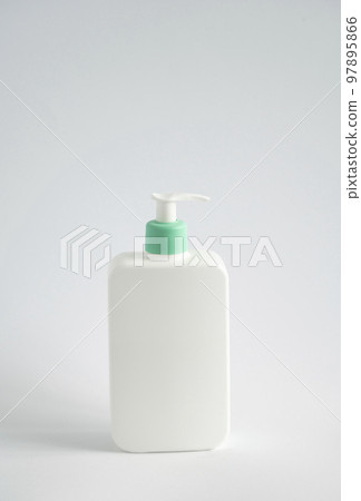 White unbranded bottle with a black dispenser... - Stock Photo ...
