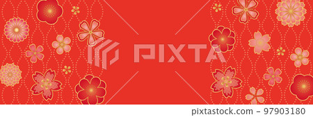 Red flower Japanese pattern background material - Stock Illustration ...