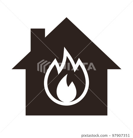 House on fire, preventing fire. Fire alarm icon - Stock Illustration ...