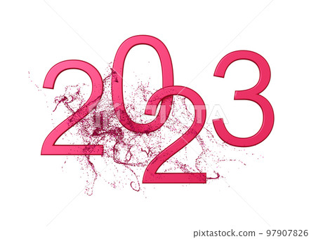 Magenta numbers 2023 with glitter particles... - Stock Illustration ...
