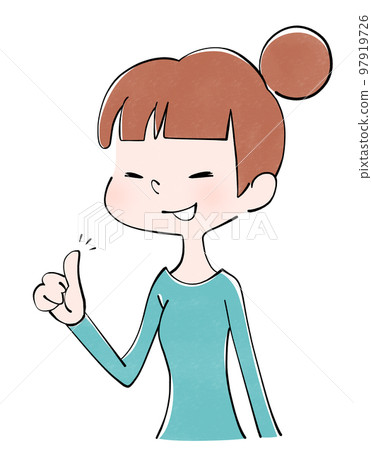 Illustration of a woman giving a good sign with... - Stock Illustration ...