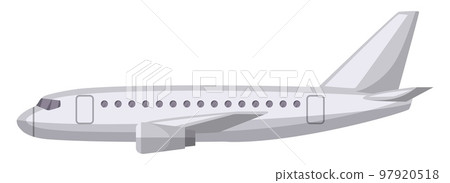 Airplane side view. Cartoon passenger jet icon - Stock Illustration ...