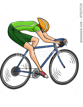 Road Bicycle Racing Cartoon Colored Clipart - Stock Illustration ...